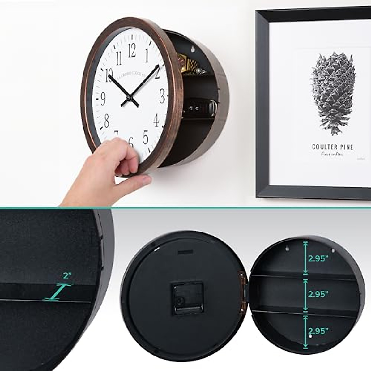 La Crosse Clock 404-3825HC 9.80-Inch Quartz Analog Wall Clock with Hidden Compartment