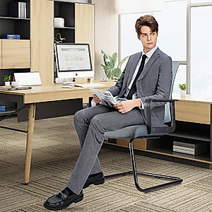 CLATINA Office Guest Chair with Lumbar Support and Mid Back Mesh Space Air Grid Series for Reception Conference Room 2 Pack