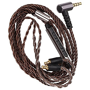 Headphone Upgrade Cable, Bronze Earphone Replacement Upgrade Cable Clear Sound Gold Plated Plug 3.5mm/A2DC Plug with Mic Wire Control for LS200 for E50