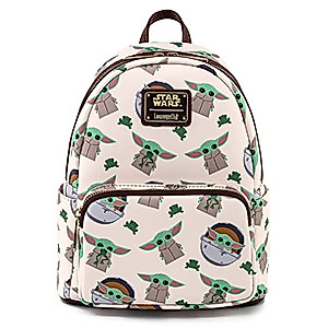 Loungefly Star Wars The Mandalorian Baby Yoda Grogu AOP Womens Double Strap Shoulder Bag Purse
