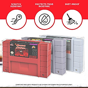 SNES Games Cartridge Protector Compatible for Super Nintendo SNES Games Cartridge - 0.40 MM Thick, Anti-Dust, Acid-Free SNES Super Games Cart, Clear PET Case Protector by EVORETRO (Pack of 25)