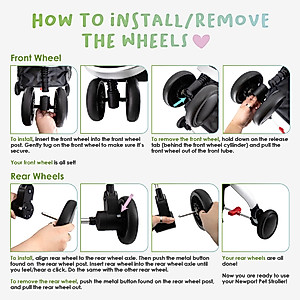 Petique 3-in-1 Newport Pet Stroller (Travel Carrier + Car Seat + Stroller), Easy Trifold/Unfold, 360º Front Rotating Wheel, Small/Medium Dogs, Cats and Pets, Supports up to 45LBS – Champagne (Beige)