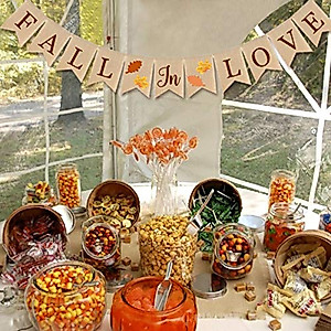 Cieovo Jute Burlap Fall in Love Banner with Maple Rustic Fall Autumn Wedding Engagement Bridal Shower Garland Engagement Party Decoration