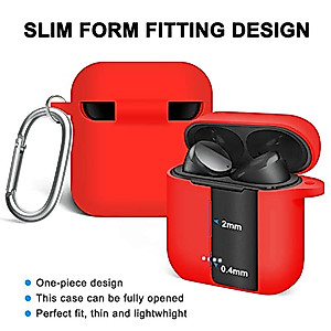 MOLOVA Protective Silicone Case Compatible with Tozo t6, Front LED Visible, Premium Accessory Shockproof tozo t6 Case Cover with Keychain,Red