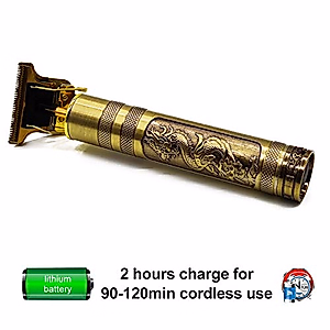 ReverseClock Hair Clippers for Men, Pro Li Close Cutting Trimmer, T-blade Cordless Electric Rechargeable Grooming Kit 1.5/2/3/4 mm Zero Gapped Detail Barber Haircut (Dragon Phoenix)