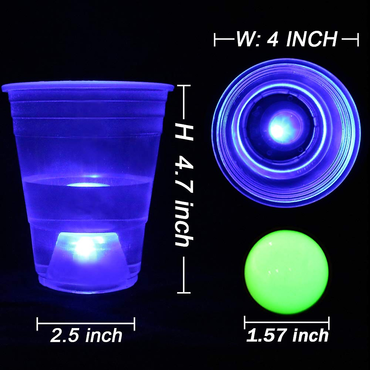Six Senses Media The Dark Beer Pong Set,Beer Pong Party Cup Set, LED Beer Pong Cups and Glow-in-The-Dark Balls,22 Set