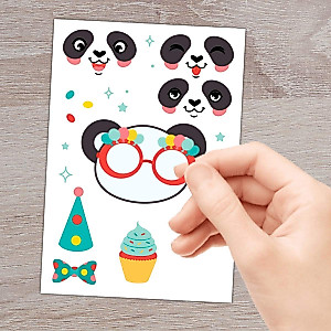 Gooji DIY Make Your Own Stickers for Kids, 60 Sheets Over 1,200 Stickers, 20 Funny Characters and Animals, Customizable Faces with Accessories, Reusable for Party Favors or Arts and Crafts Projects