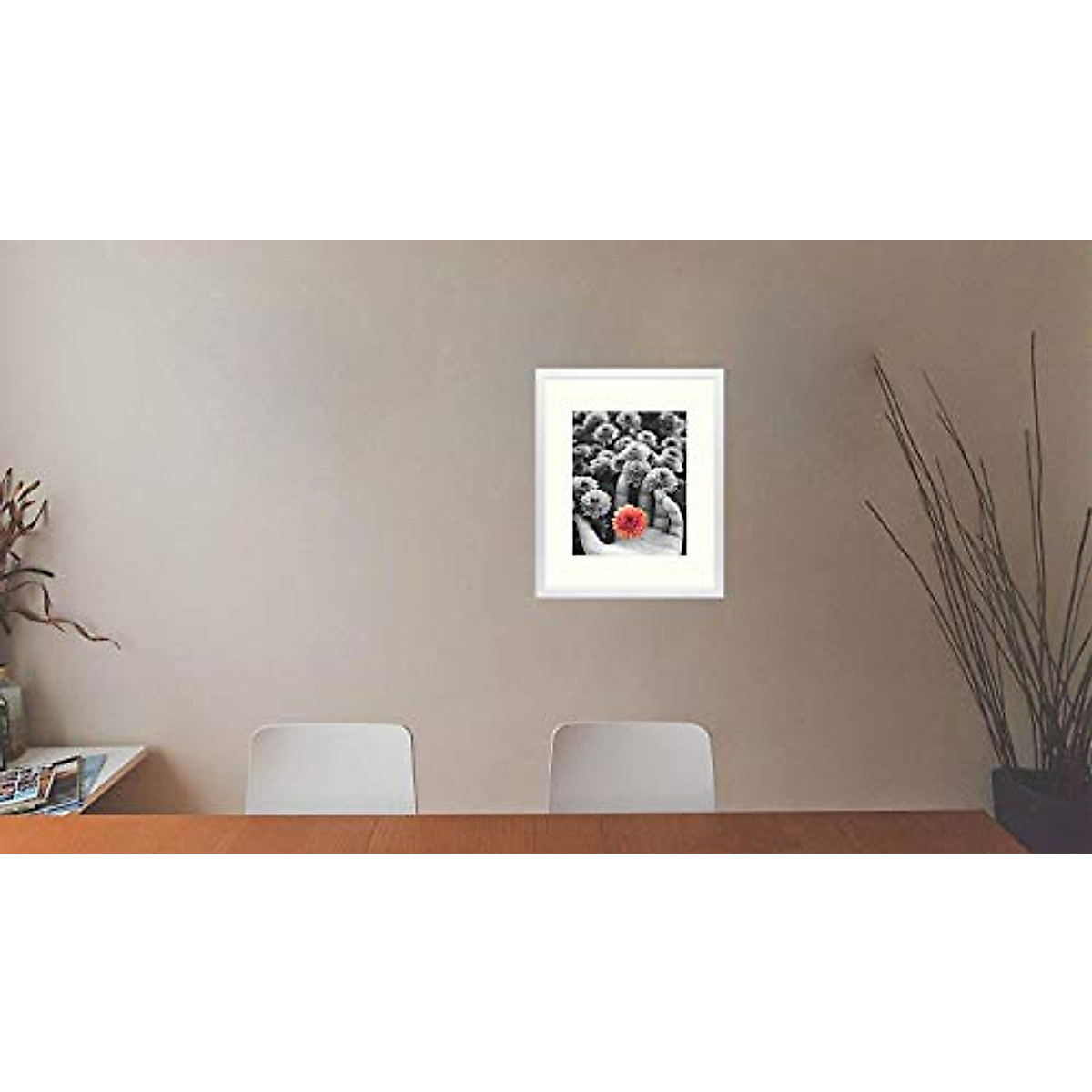 Frametory, 16x20 Picture Frame - Made to Display 11x14 Photo with Ivory Mat - Wide Molding - Built in Hanging Features - Preinstalled Wall Mounting Hardware (White, 1 Pack)