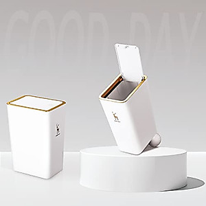 funest 2 Packs Bathroom Trash Can with Lid, Dogproof Wastebasket with Press Type Lid, Plastic Kitchen Waste Bins, Bathroom Garbage Bin Set for Home/Office/Rv/Bedroom（2 Packs,3.4+2.3 Gallon）