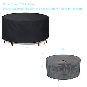 Outdoor Furniture Covers Round - Black, 39x33inch, Waterproof UV Resistant, 420D Tear-Resistant Patio Furniture Covers, Apply to Patio Covers for Outdoor Furniture & Dining Table and Chairs Set