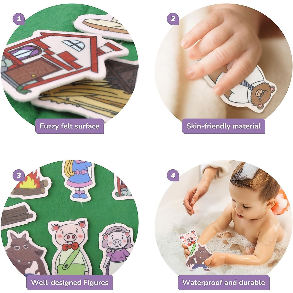 CHEFAN 12 Pack Felt/Flannel Board Story Pieces, PRECUT Felt Pieces for Preschool Toddlers, Three Little Pigs, Goldilocks and The Three Bears