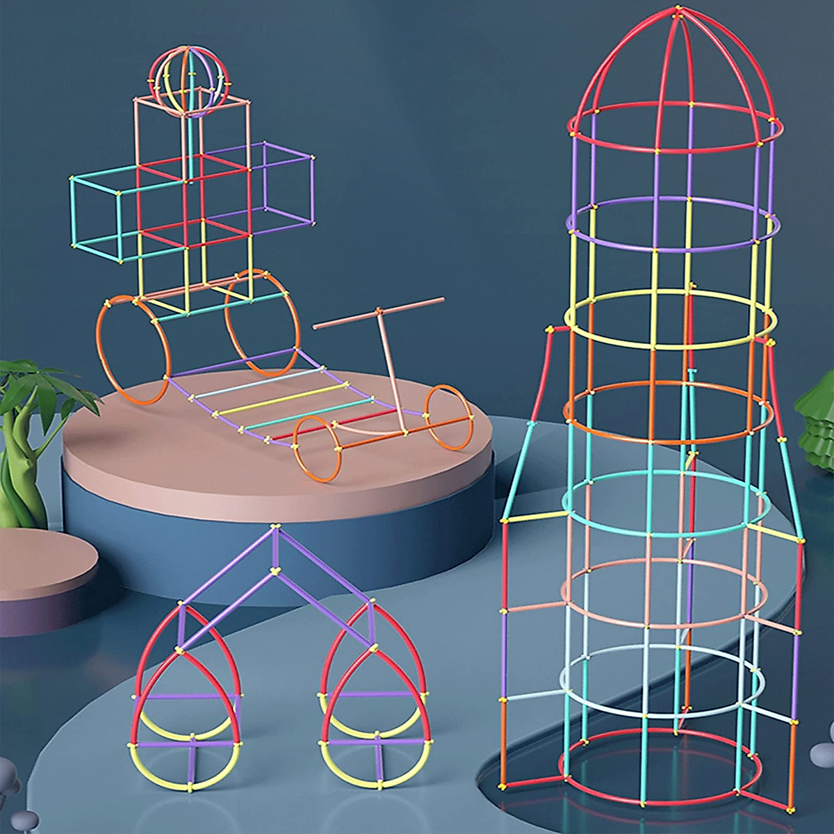 ZOZOPLAY Straw Constructor STEM Building Toys 800 Piece Straws and Connectors Building Sets Colorful Motor Skills Interlocking Plastic Engineering Toys Best Educational Toys Boy & Girl