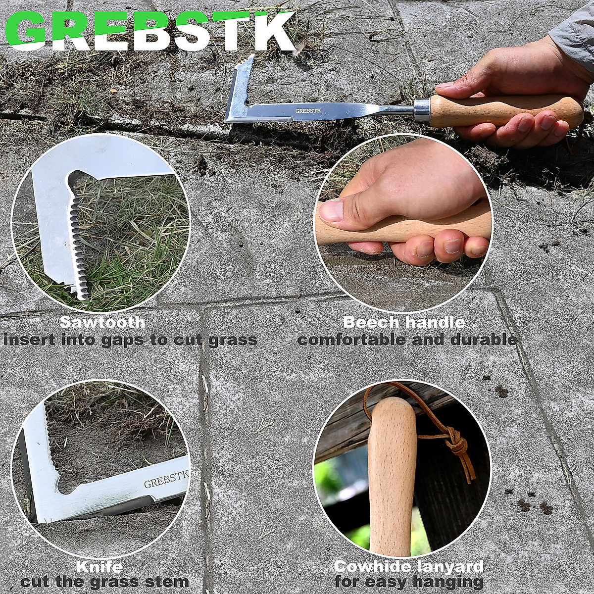 GREBSTK Crack Weeder Crevice Weeding Tool Stainless Steel Manual Weeder Beech Handle Gardening Tool