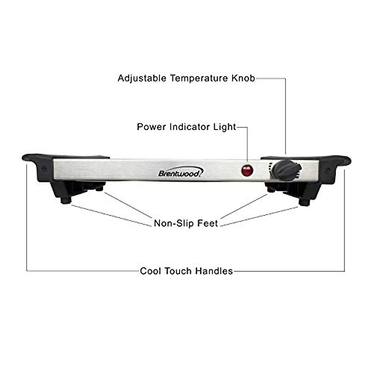 Brentwood 3-Quart 2 Pan Buffet Server and Warming Tray, Brushed Stainless Steel