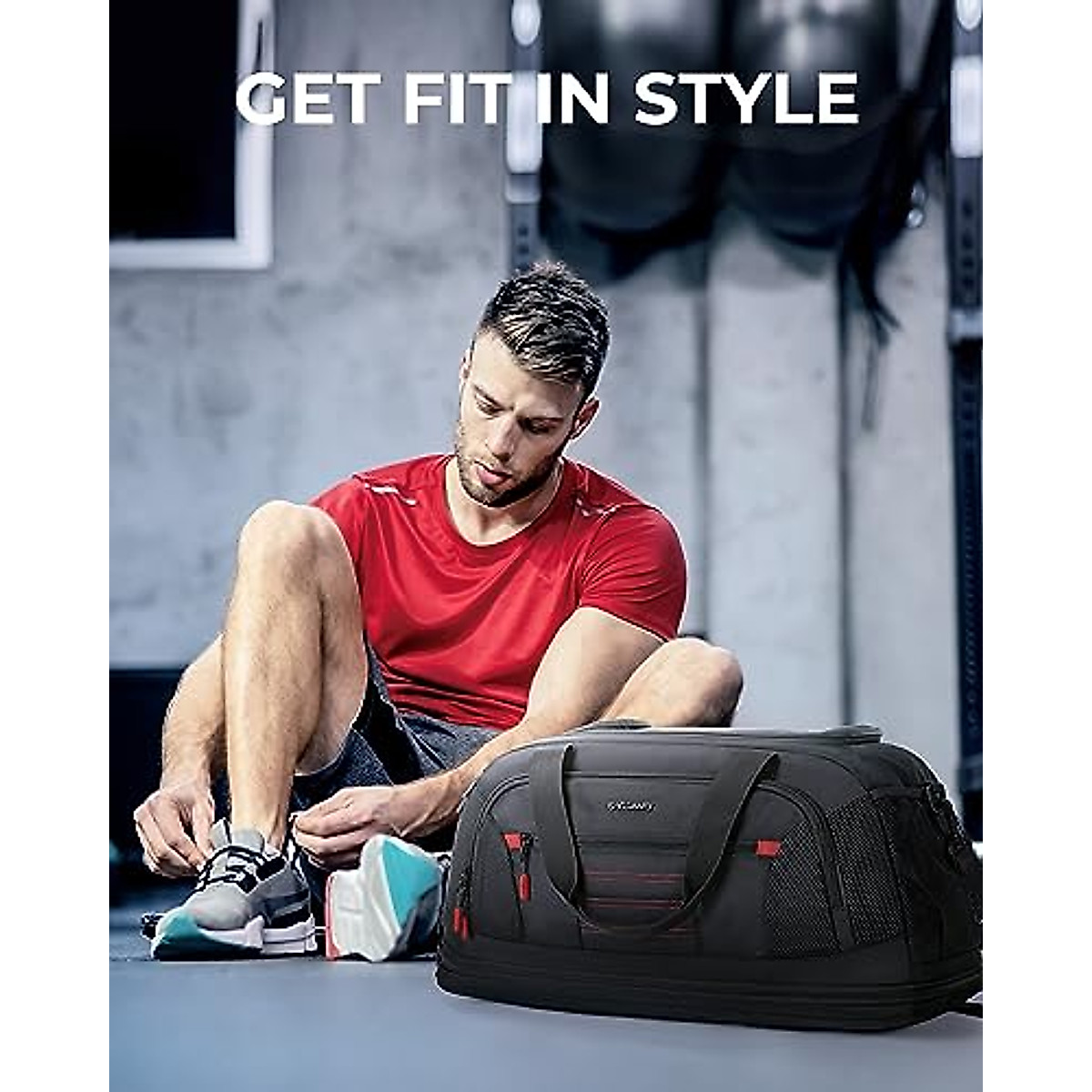 Gym Bag for Men Women, BAGSMART Expandable Sports Travel Duffel Bag, Lightweight Workout Bag with Shoe Compartment & Wet Pocket, Water Resistant Weekend Overnight Duffle Bag for Travel Gym, Black