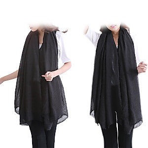 Iristide Womens Long Scarf in Solid Color, Light Weight Large Shawls Wrap for Beach Outdoor Camping Traveling Sunscreen Neckwear 75×43 inch (Black)