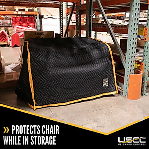 US Cargo Control Heavy Duty Quilted Cover for Chair/Recliner - Black/Yellow Furniture Pad for Moving and Storage - 39 Inches x 46 Inches - Cotton/Polyester Blend - 9 Pounds - Washable, Reusable