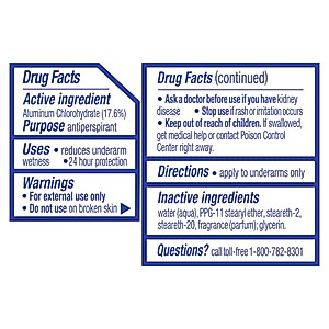 Suave Roll-On Deodorant for Women, Powder Fresh Scent – Antiperspirant Deodorant with 24H Sweat & Odor Protection, 2.7 Oz