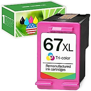 Limeink Remanufactured Ink Cartridge Replacement for HP Ink 67 XL for HP 67xl Ink cartridges Color Ink for HP 67 for HP Printer Ink Deskjet 2700 Envy 6000 6055 4155e 2755e pro 6400 Color 67