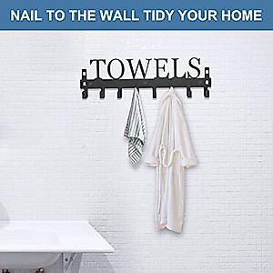 Azmoncy Over The Door Hooks, Towel Rack for Bathroom Towel Holder for Hanging Heavy Duty, Wall Mount Towel Hanger with 8 Hooks for Bedroom Bathroom Pool Kitchen Towels, Bag, Coats