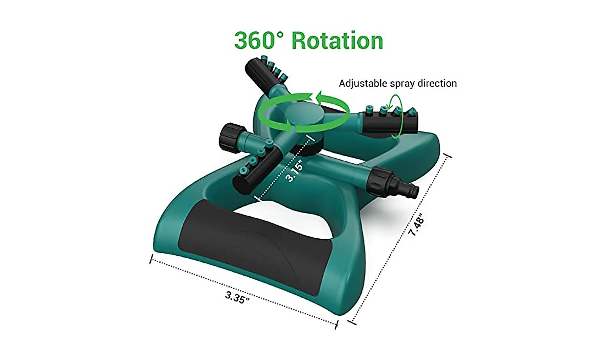 LAOZHOU Sprinkler Water Sprinklers for Lawn Yard and Garden Large Coverage Area Oscillating Hose ...