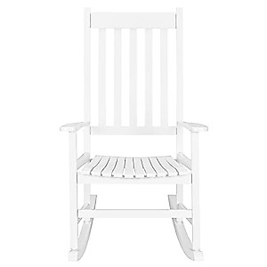VINGLI Wood Rocking Chairs Relaxing Rocker Real Wood High Back Seat for Deck, Garden, Backyard, Porch, Indoor or Outdoor Use, White
