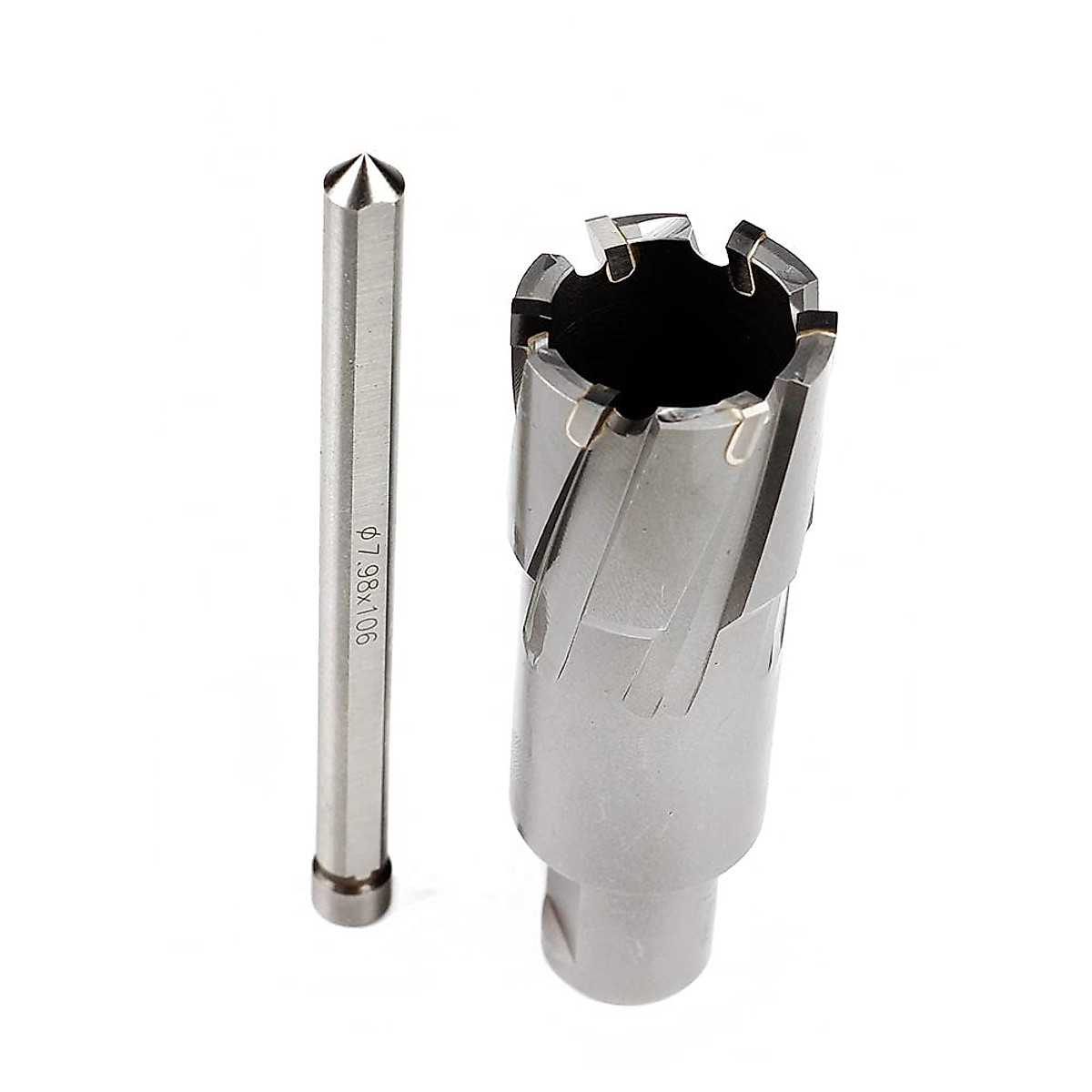Annular Cutter Carbide JESTUOUS 3/4 Inch Weldon Shank 2 Cutting Depth 1-1/4 Cutting Diameter TCT Two Flat Bit for Drill Press with Pilot Pin