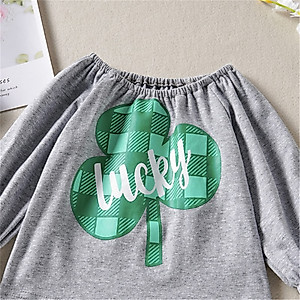 BBand Toddler Baby Girl St Patrick's Day Clothes Little Kids Off Shoulder Shirts Tops Flared Pants Summer Outfits (Clover Green, 18-24 M