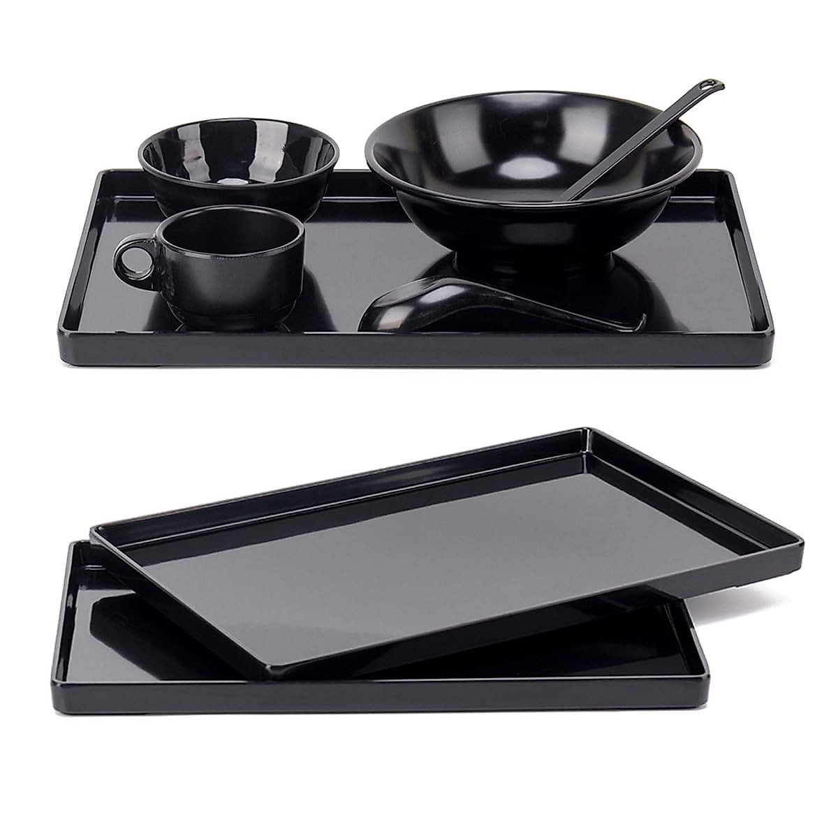 Acrylic Collection Serving Trays& Platter for Kitchen,Beverage,Drink,Food or Bathroom,YAT-08410,Black (L30xW20x2cm)