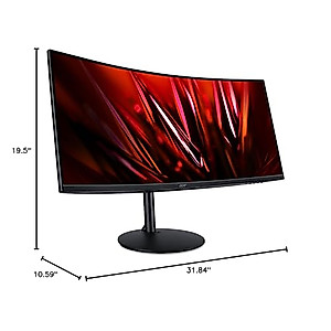 Acer Nitro 34" QHD 3440 x 1440 1500R Curved PC Gaming Monitor AMD FreeSync Premium 165Hz Refresh 1ms (VRB) ZeroFrame Design 2 x Display Port 1.4 & 2 x HDMI 2.0 Ports XZ342CU Sbmiipphx,Black