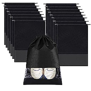 Swingers 16PCS Shoe Bags for Travel, Large Portable Travel Shoe Bags with Rope, space-saving dust-proof Non-Woven Shoes storage bag, for Packing, Shoes Organizers for Men And Women