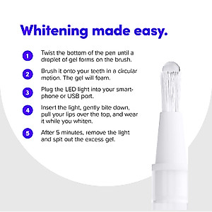 SmileDirectClub Teeth Whitening Kit with LED Light - 4 Pack Gel Pens - Professional Strength Hydrogen Peroxide