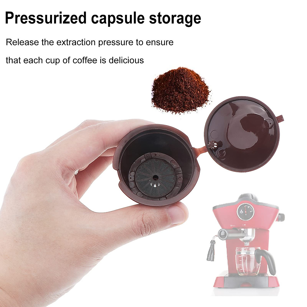Reusable Coffee Capsule for Nescafe Dolce Gusto Brewers, 6 Pack Refillable Colorful Coffee Capsule Filter with Cleaning Brush and Measuring Spoon