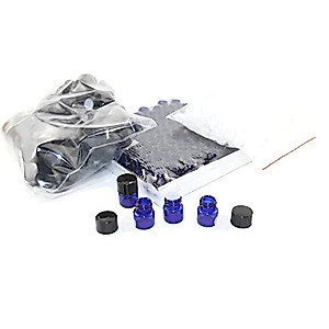 1/4 Dram (1ml) Cobalt Blue Glass Vial Bottle (144) w/Flat Black Screw Caps and Orifice Reducers