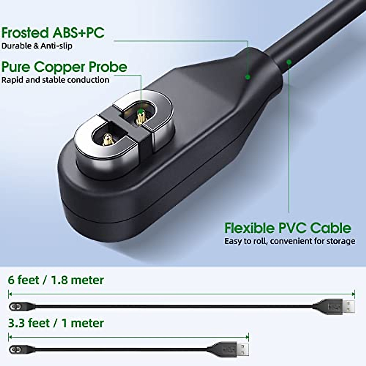 3.3ft & 6ft Shokz Charging Cable [2 Pack Black] aftershokz Headphones Charger Replacement Magnetic Cable for Aeropex AS800, OpenRun, OpenRun Mini, OpenRun Pro, OpenComm Long USB Charge Cord