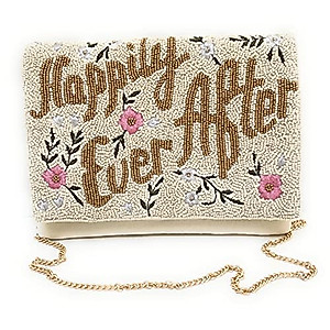 Generic BRIDE Gifts, Gifts for Bride, Wedding Gift, Bride Clutch, Engagement Gift, Seed Beads Clutch, Happily Ever After Beaded Clutch, Bride Bag, Ivory