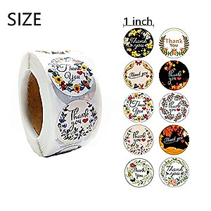 500PCS Thank You Stickers Roll, 10 Designs 1 Inch, Flowers Design Thank You Stickers Lables for Baking Packaging, Envelope Seals, Small Business Supplies,Shipping Boxes,Packaging Bags, Thankyou Gifts