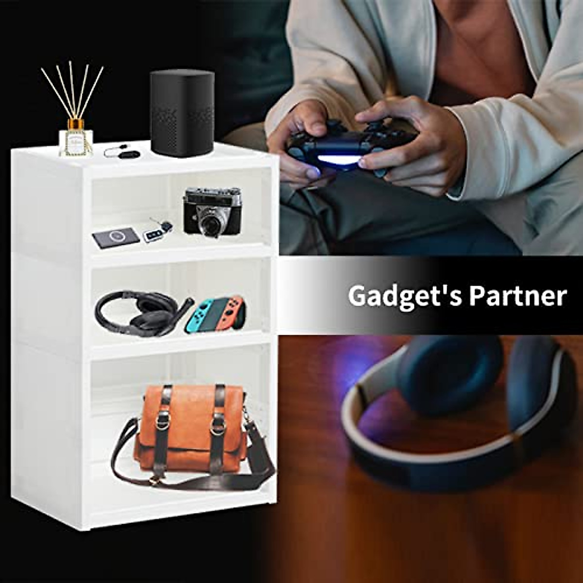 YekouMax Bookshelf, Bookcase with Adjustable Storage Shelves, Kids Bookshelf, Stackable DIY Height Corner Bookshelf, Plastic Cube Organizer for Desk, Office, Living Room, Study, Bedroom