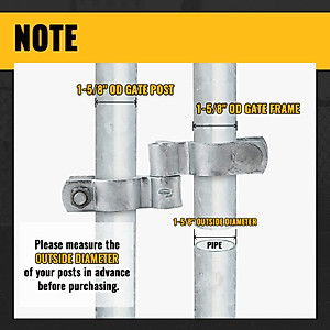 Chain Link Fence Gate Hinge Kit, VIVIDA 1-5/8" Gate Hinge Include Female Gate Hinge(2 PCS), Male Gate Hinge(2 PCS), Chain Link Fence Gate Hinge, Galvanized Gate Hinge, Chain Link Fence Parts