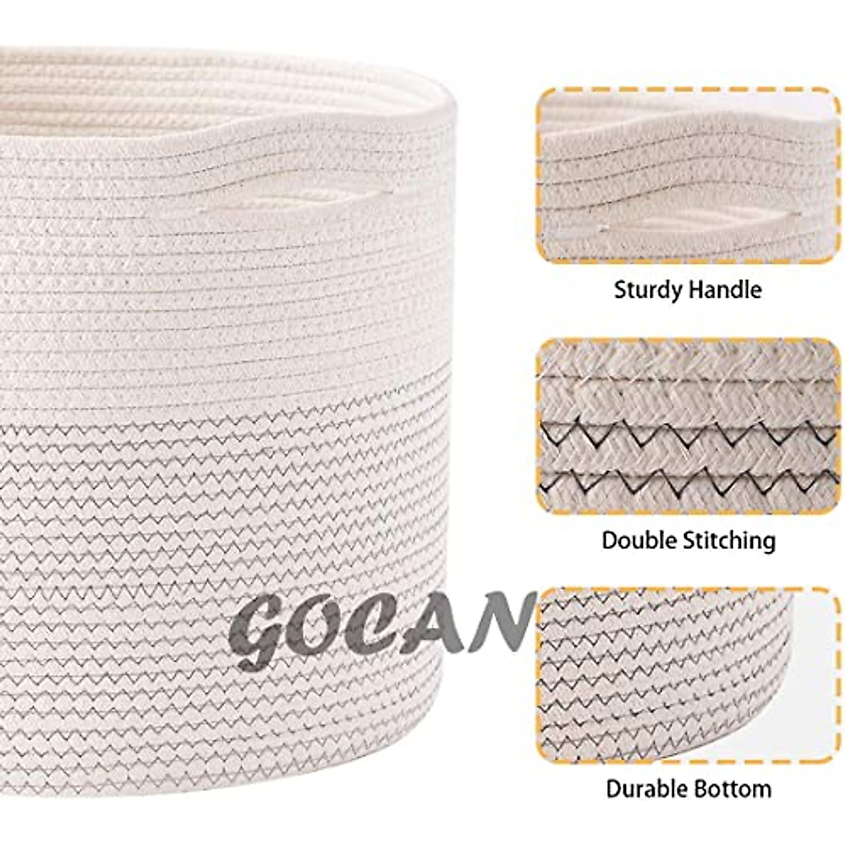 GOCAN Extra Large Laundry Basket 22" X 22"X 14" XXXL Cotton Rope Woven Basket for Blankets Storage Basket with Handles for Living Room (Beige)