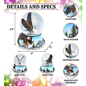 CoTa Global Eagle Snow Globe - Sparkly Water Globe Figurine with Sparkling Glitter, Collectible Novelty Ornament for Home Decor, for Birthdays, Christmas, and Valentine's Day - 65mm