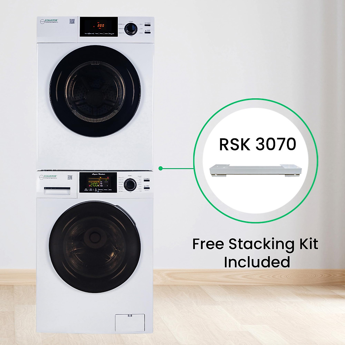 Equator Power Touch 18 lbs Compact 110V Washer +220V Vented Digital 4cf Dryer