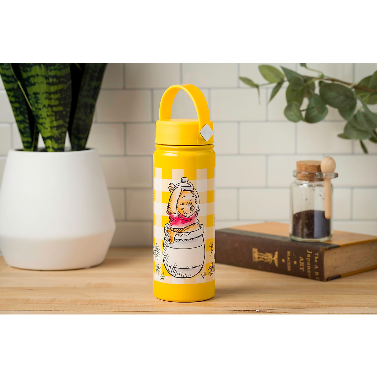 Silver Buffalo Disney Winnie the Pooh Stainless Steel Water Bottle with Swivel Handle Featuring Winnie the Pooh, 20 Ounces