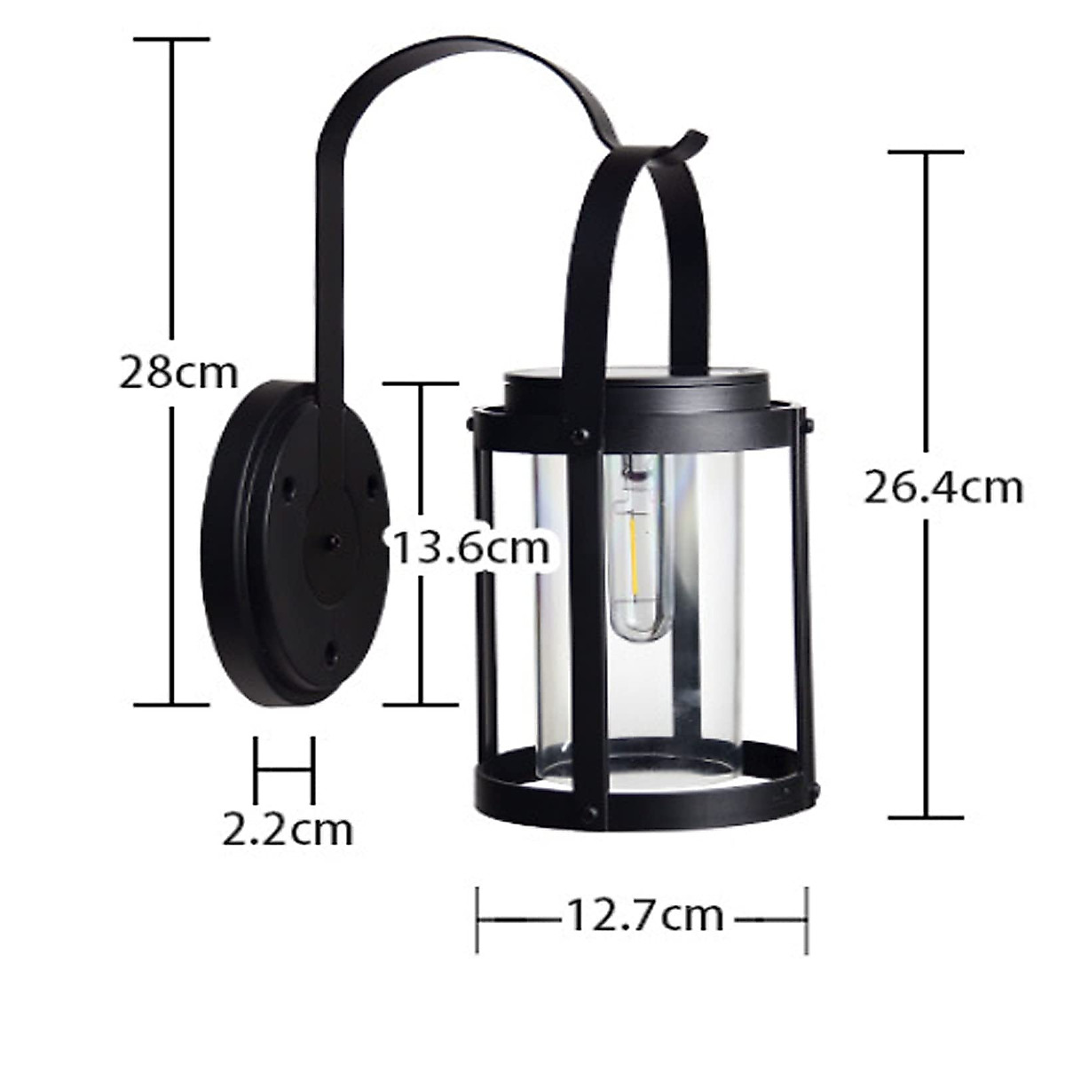 Lxcom Lighting Solar Wall Light Outdoor Solar Deck Lights Solar Powered LED Wall Light Lantern with Hook Decorative Solar Fence Lights Waterproof Wall Sconce for Home Garden Lawn, Warm White