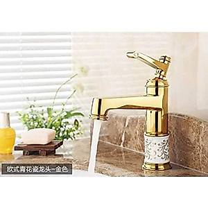 Faucet Deck Mounted Brass and Ceramic Faucet Bathroom Basin Faucet Mixer Tap Gold Sink Faucet Bath Basin Sink Faucet,Kitchen faucets