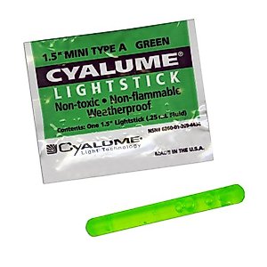 Cyalume ChemLight Mini Light Stick, Military Grade, 4 Hours Duration, 1.5 Inch, 50 Pack