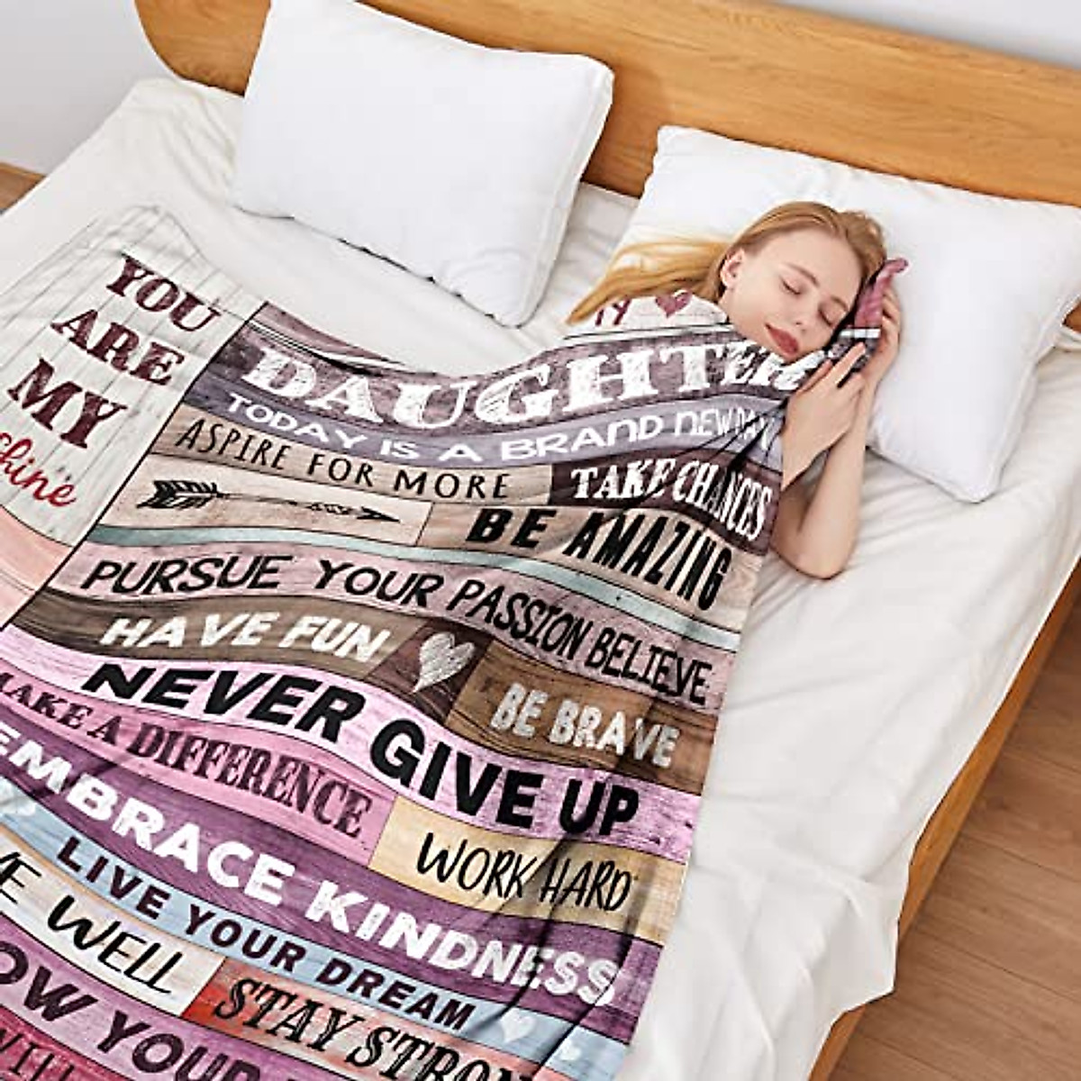 Daughter Gift from Mom Ultra Soft Blanket Birthday Daughter Gifts I Love You to The Moon and Back Present Pink Christmas Throw Blanket for Couch Bed 60'' x 50''