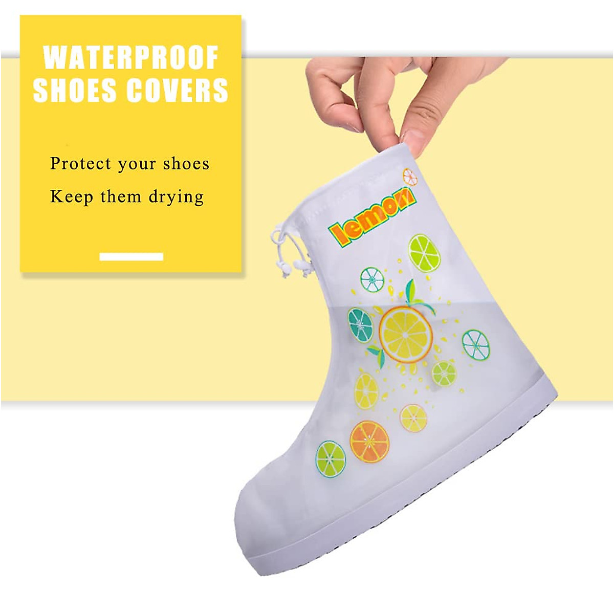 GUIGU Kids Shoe Covers for Rain Waterproof Overshoes for Cycling/Outdoor(Lemon Yellow,Medium)