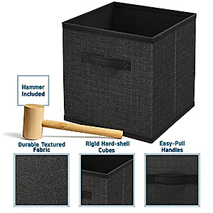 6 Cube Storage Organizer, Black Storage Cubes Organizer Shelves, Sturdy Cubbies Storage Shelves with Cube Storage Organizer Bins, DIY Cube Shelf Organizer for Bedroom, Playroom, Office, & Dorm