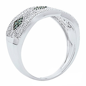 Dazzlingrock Collection 0.35 Carat (ctw) Sterling Silver Round Blue & White Diamond Vintage Wedding Band 1/3 CT, Size 5.5